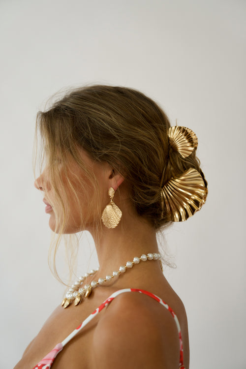 Golden Seashell Hair Clips