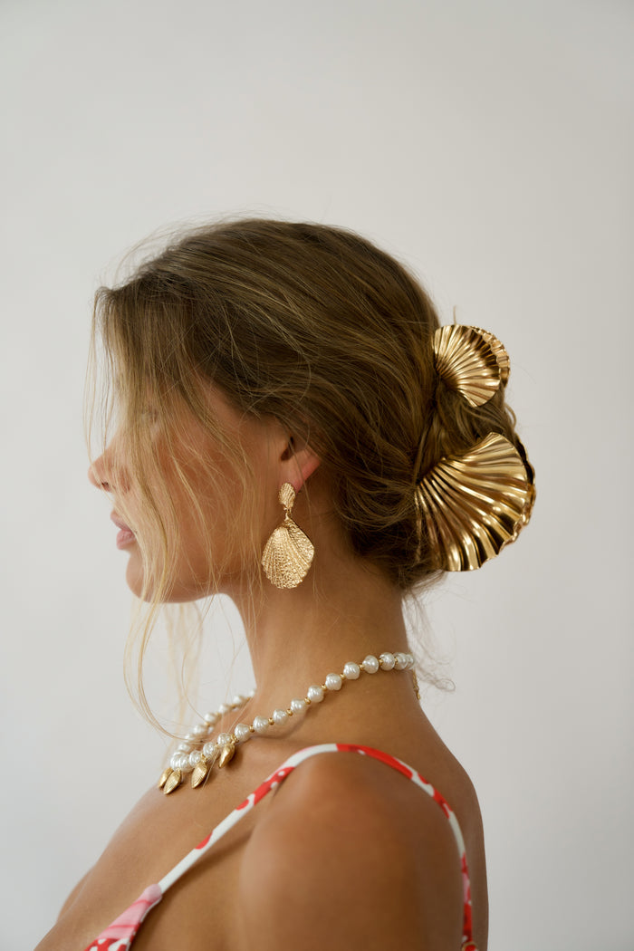 Golden Seashell Hair Clips
